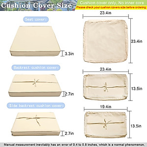 Qaworci Outdoor Cushion Slipcovers, Waterproof Patio Cushion Covers Replacement, Washable Patio Cushion Covers, Cushion Covers for Patio Furniture with Zipper (23.6 * 23.6 * 3.5 inches-14, Beige)