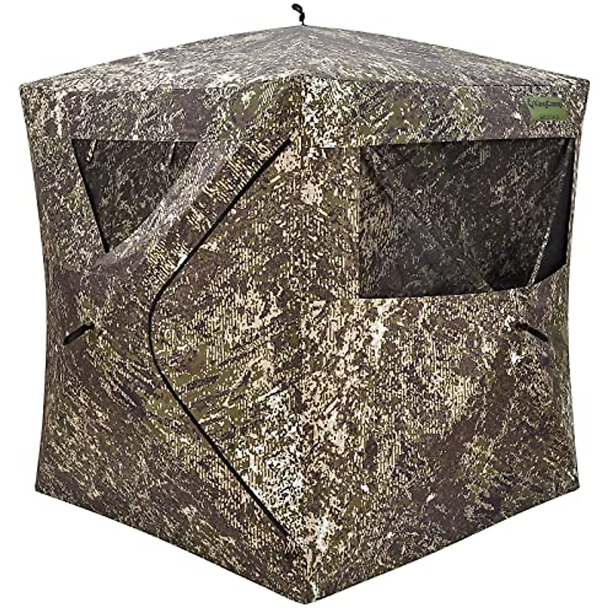 KingCamp Hunting Blind 270 Degree See Through with Carrying Bag 3 Person Ground Blinds for Deer Hunting Pop Up Turkey Blinds for Hunting Ground Blinds Portable Durable Camouflage Turkey Hunting Tent