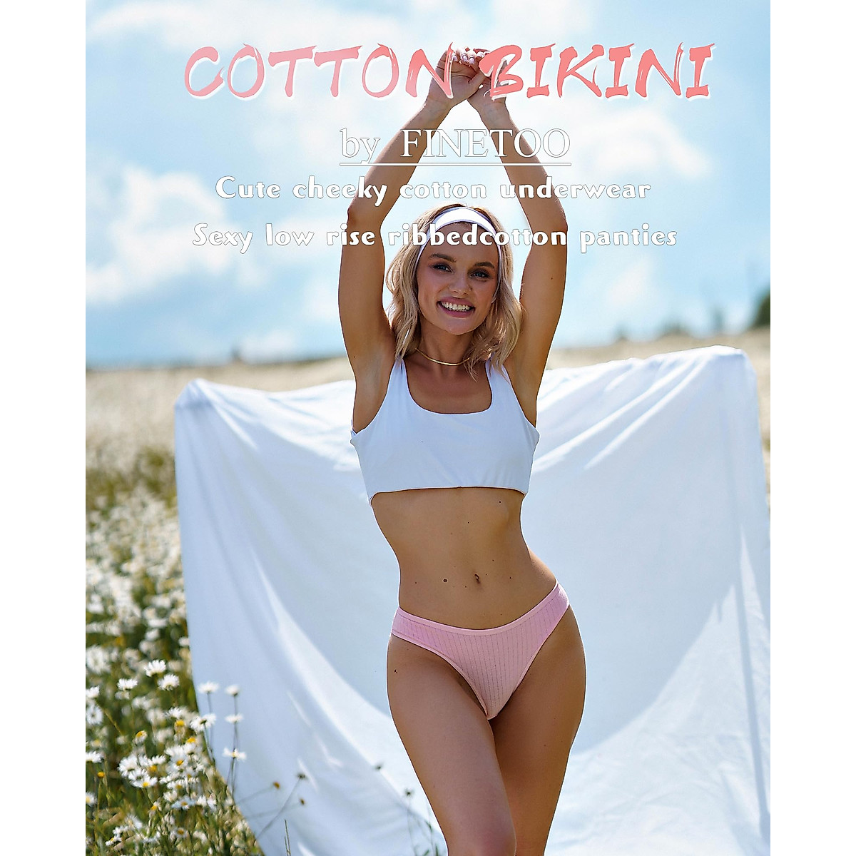 FINETOO 9 Pack Cotton Underwear for Women Sexy Low Rise Ribbed Hipster Breathable Soft Womens Bikini Panties Cheeky S-XXXL