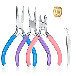 3 Pcs Jewelry Pliers Set, Jewelry Making Tools Pliers Kit, Includes Needle Nose Pliers/Diagonal Pliers/Round Nose Pliers, Wire Cutters Pliers for Jewelry Making Wire Wrapping Beading Crafts Pliers