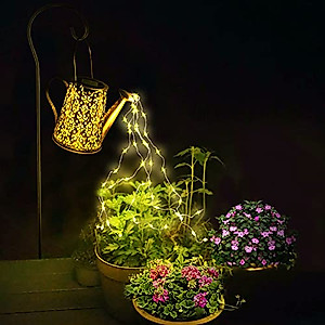 Anordsem Solar Outdoor Lights Garden Decorative-Waterproof Solar Watering Can with Lights and Solar Firework Lights for Yard Lawn Patio Pathway Courtyard Party Decorations Gardening Gifts