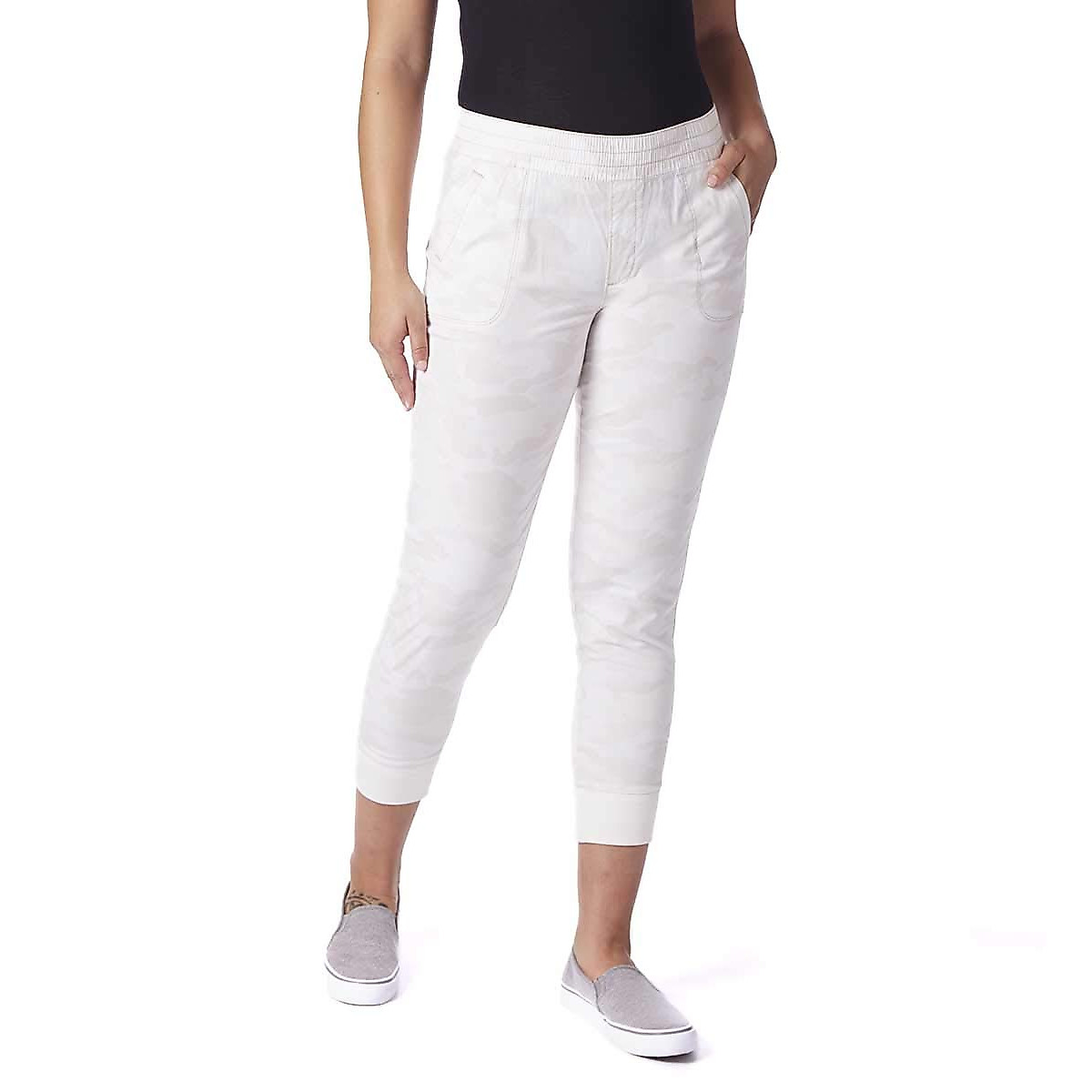 JAG Jeans Women's Chelan Poplin Pull on Jogger, White Sand camo, S