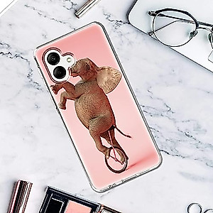 SROJDHFJB Phone Case for Samsung Galaxy A04 4G, Clear Cover for Galaxy A04 4G Dual Layer Soft Rubber Shockproof Bumper Anti-Scratch Hard PC Back, Girls Shell with Cycling Elaphant Dsigned