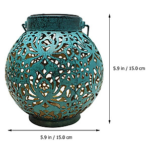 SOLUSTRE Outdoor Solar Lights Iron Solar Lantern Hanging Solar Lights Wrought Iron Hollow Pumpkin Lamp LED Home Nightlights for Patio Pathway Courtyard Garden Outside or Table Ornaments Vintage Decor