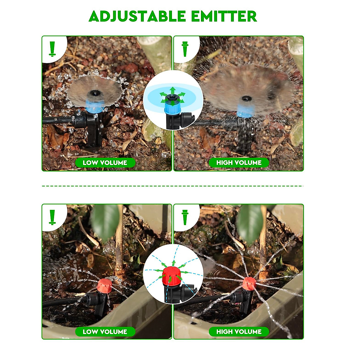 Landtouch Drip Irrigation System, Garden Watering System with Adjustable Drip Emitters Misting Sprinkler, Efficient Sprinkler System Kit for Flower Bed, Raised Bed, Greenhouse, Lawn
