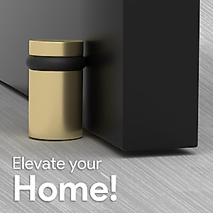 MEGA HANDLES Floor Door Stopper - Gold Door Stopper Quickly Installed Wall Protector, Wall Protectors from Door Knobs, Door Stop Floor Mount with mounting Hardware Included - Satin Brass - 2 Inch