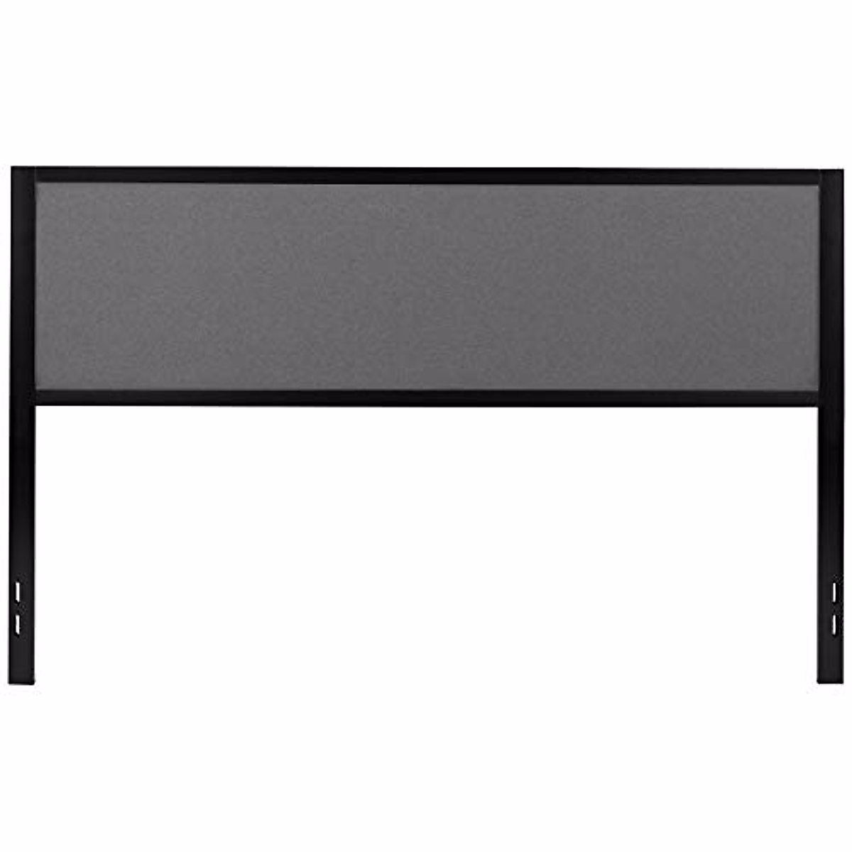EMMA + OLIVER King Size Metal Headboard - Dk Gray Fabric Upholstery Fits Standard Bed Frames