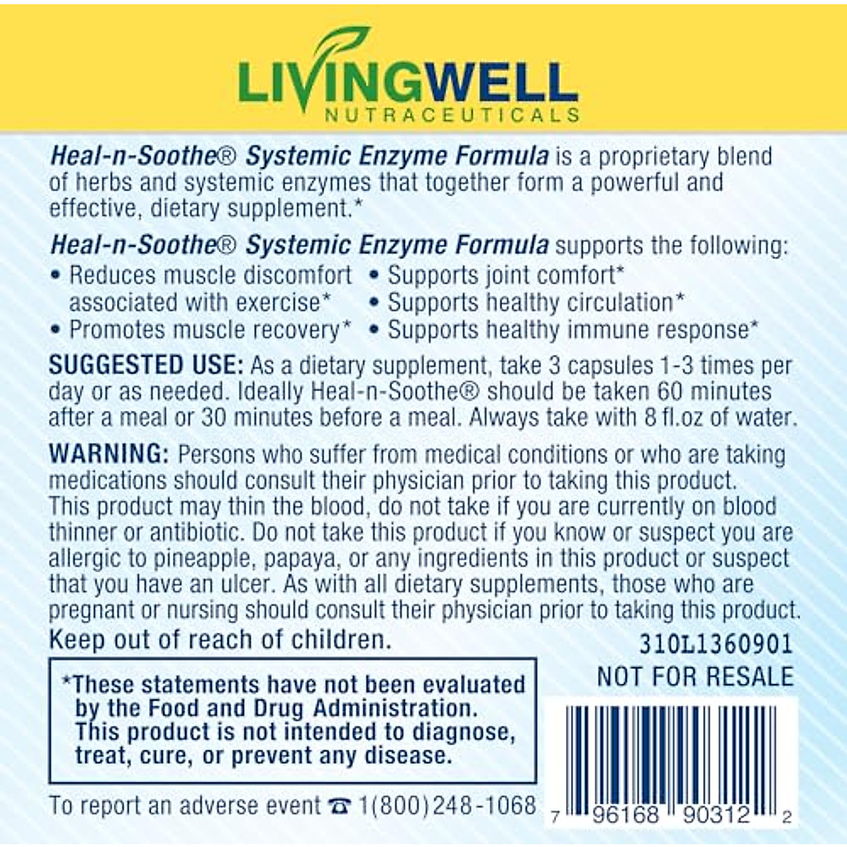 HEAL-N-SOOTHE Natural Joint Support Supplement - Proteolytic Enzymes for Maximum Joint Support and Back Support- 90 count for men and women