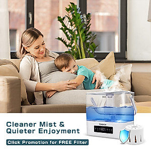 YOKEKON Humidifiers for Large Room Home, Warm and Cool Mist Humidifiers, 6L Room Humidifiers Covering 753 ft², Perfect Large Humidifiers for Plants Office, Remote, Quiet, Aroma Box, Transparent Tank