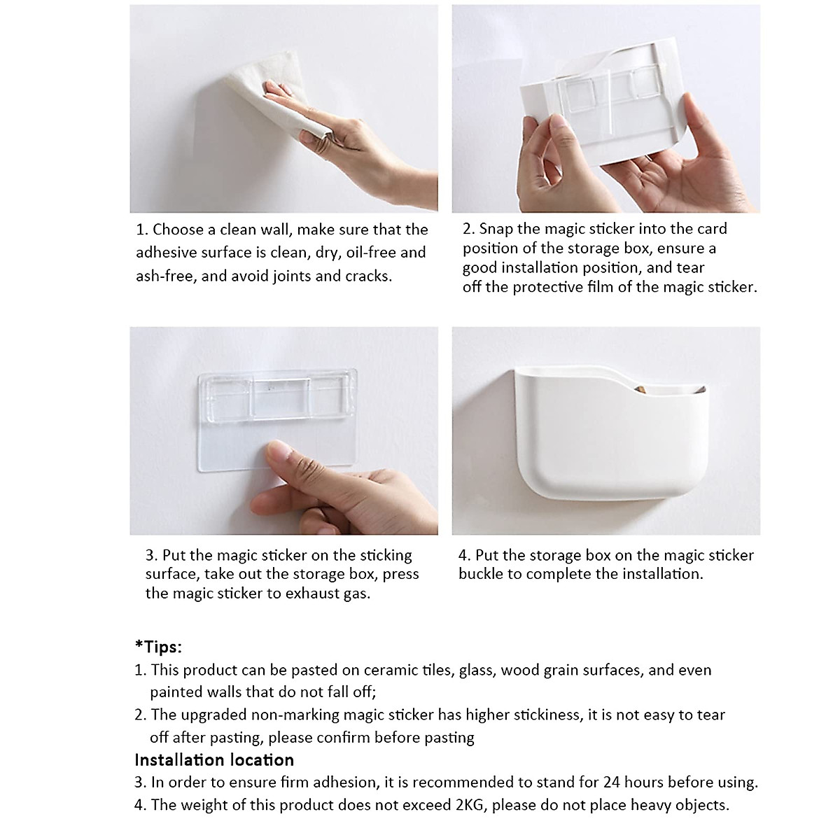 Ismeally Universal Multi-function TV Remote Control Air Conditioner Storage Box With Partitions Wall-mounted Phone Plug Holder Stand Container, Adhesive,Hole-Free,No Drilling