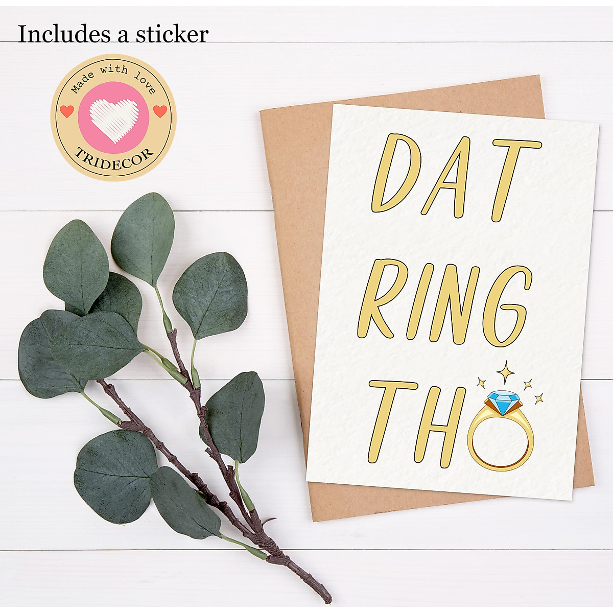 TRIDECOR Funny Engagement Card, Wedding Card, Bridal Shower Card - Folded 5"x7" with Envelope, Sticker to Seal - Sweet Card For Him, Her, Women, Men, Wife, Husband