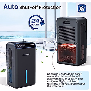 Dehumidifiers for Home, Up to 800 Sq.ft, 86oz Water Tank, Dehumidifiers for Bedroom with Essential Oil Diffuser, 7 Color LED Light, 24H Timer, Auto Shut-off, Ideal for Bathroom Basement Closet RV