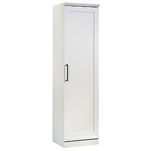 Sauder HomePlus Narrow Pantry Storage Cabinet Slim Single Door with Adjustable Shelves, Kitchen Laundry Bathroom Storage Cabinet, in Soft White