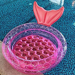 Benelet Inflatable Backyard Kiddie Mermaid Pools, Garden Round Swimming Pool for Kids, Kiddie Paddling Pool Indoor&Outdoor Baby Ball Pit Pool (35 inch)