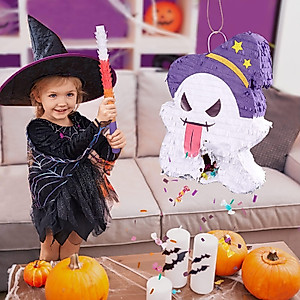 WERNNSAI Ghost Piñata - Cute Scary Piñata with Stick and Blindfold Kids Costume Party Games School Theme Game Night Ghost Piñata Ghost Party Game Girls Boys 6.4”x 12.4”