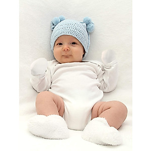 12 Pairs Newborn Baby Mittens Gloves No Scratch Baby Mittens for 0-6 Months Baby Boys Girls (White)