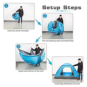 Instant Pop Up Camping Tent Waterproof 3-4 Person Camping Tent, Quick Set Up, Outdoor Hiking Backpacking Tent Shelter (B)