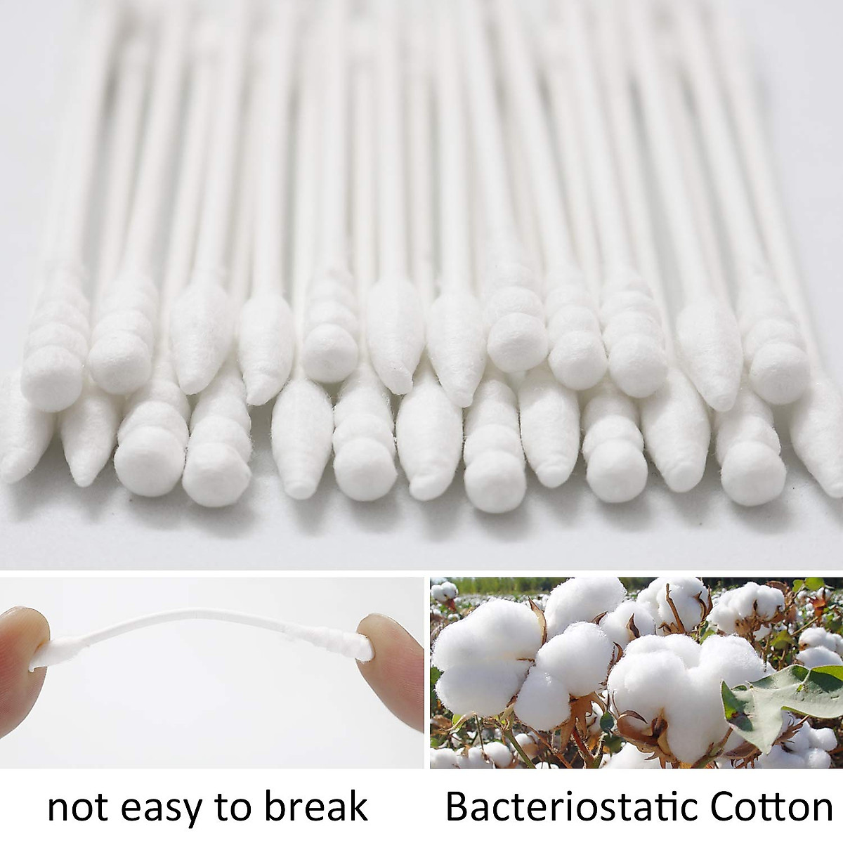 800 Pieces Cotton Swabs, Double Tipped Precision Tips Cotton Buds Spiral Head Multipurpose(4 Packs, 200 Pcs, 1 Pack)