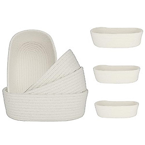 Oungy 3 PCS Rope Baskets Natural Cotton Rope Woven Baskets for Organizing Nursery Storage Basket Natural Woven Gift Basket Empty Soft Storage Baskets Cat Dog Toy Baskets, Off White