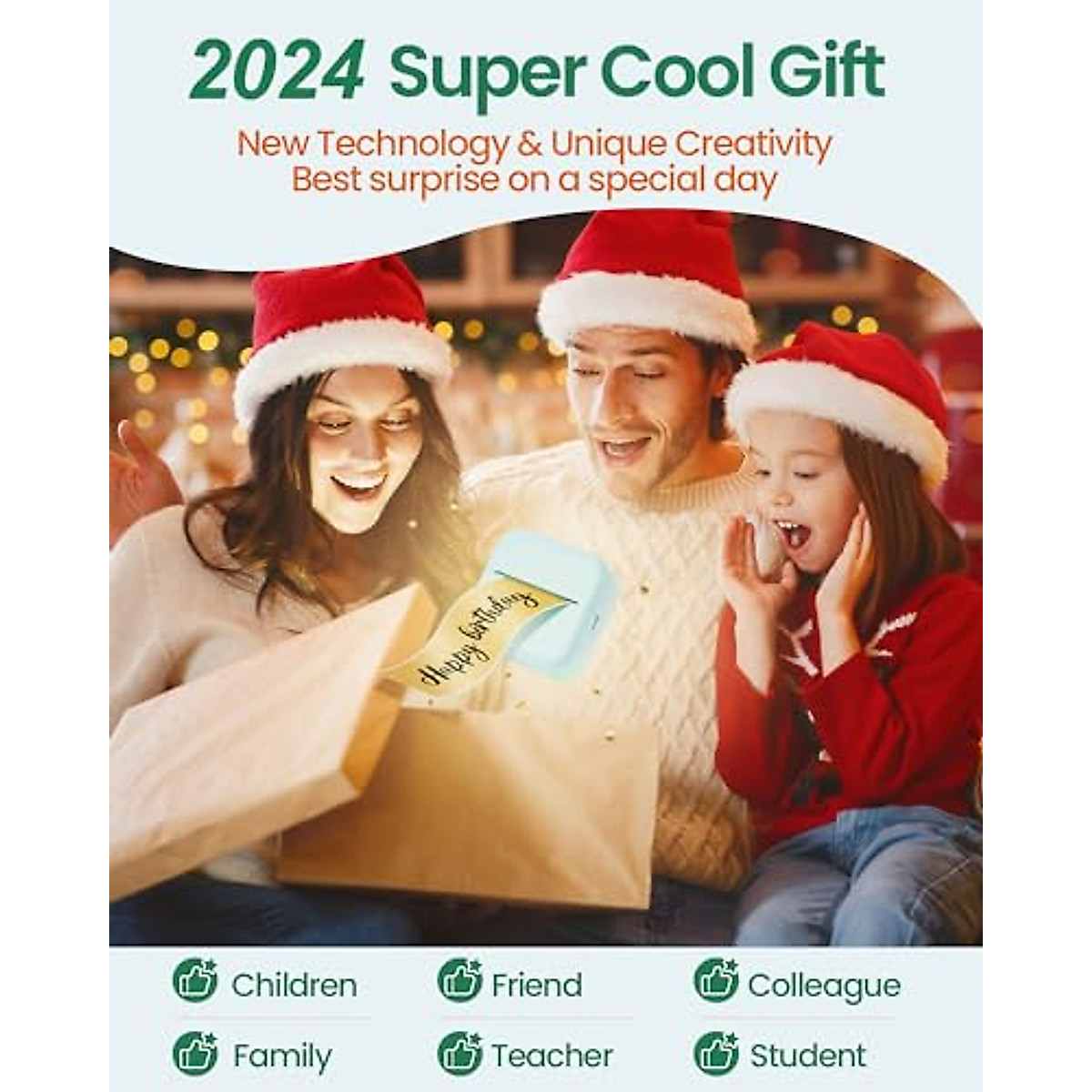 Memolife M02L Mini Printer Sticker Maker - Inkless Printer with 1 Roll Non-Adhesive Paper, Sticker Printer Machine for IOS + Android, Bluetooth Thermal Printer for Organizing Office Documents Printing