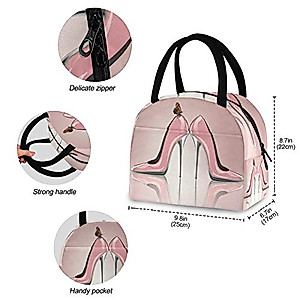 Blueangle Elegant Pink High Heel Shoes Lunch Bags for Women&Men, Lunch Tote Bag Lunch Box Water-resistant Thermal Lunch Bag Cooler Bag Lunch Organizer