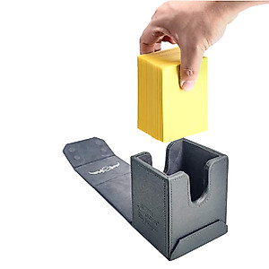 Zoopin Leather Deck Box-Metallic Gray for Collectible Cards-MTG,Yugioh,Pokeman,TES Legacy,Munchkins CCG Decks and Also Small Tokens or Dice- Hold 80 Sleeved Cards or 150 Naked Cards … …