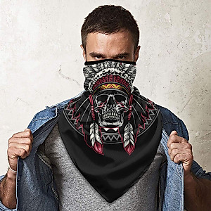 Skull of Native American Face Mask Windproof Tube Mask Headwear for Out Riding Motorcycle Bicycle