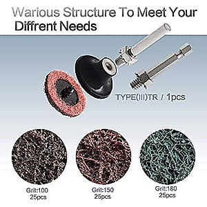 NYXCL 30Pcs 2inch Nylon Quick Change Sanding Discs Set, with 1/4" Holders, Die Grinder Surface Conditioning Burr Rust Paint Removal