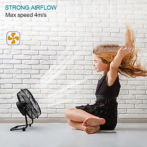 9 Inch USB Rechargeable Desk Fan, 6700mAh Battery Operated Fan, Mini Portable Table Fans with 2 Speeds Strong Airflow, Quiet and 360°Rotate, Desktop Small Personal Fan for Home Office Outdoor Travel