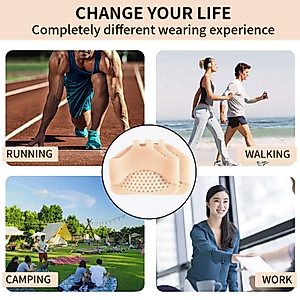 Metatarsal Pads for Women Shoes Ball of Foot Cushions Soft Gel Metatarsalgia Cushions Foot Pads for Ball of Foot Pain Relief Silicone Forefoot Pads for Women and Men(4 Pairs)