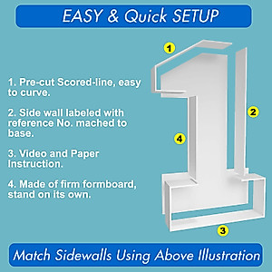 JoyBox Design 3FT Mosaic Balloon Frame Number 1 Light Up Numbers Pre-Cut Kit Thick Foam Board Decoration for Birthdays Anniversary Baby Shower