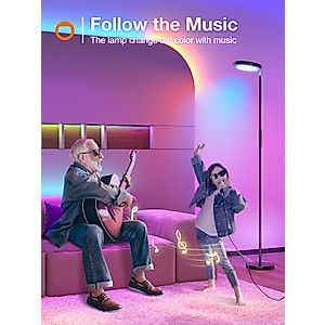 addlon RGB Floor Lamp, 2000LM LED Super Bright-Tall Standing with Alexa, App and Remote Control, Smart Modern Floor Lamp with Music Sync and 16 Million DIY Colors for Bedroom Living Room