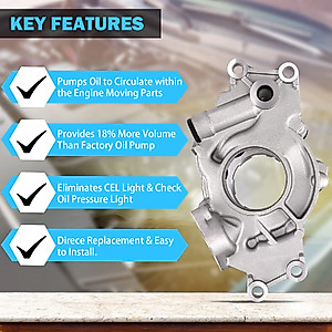 High Volume Oil Pump Replacement - Compatible with 4.8L 5.3L 6.0L Silverado, Suburban, Tahoe, Trailblazer, GMC Sierra, Yukon, Cadillac Escalade - Replace M295HV
