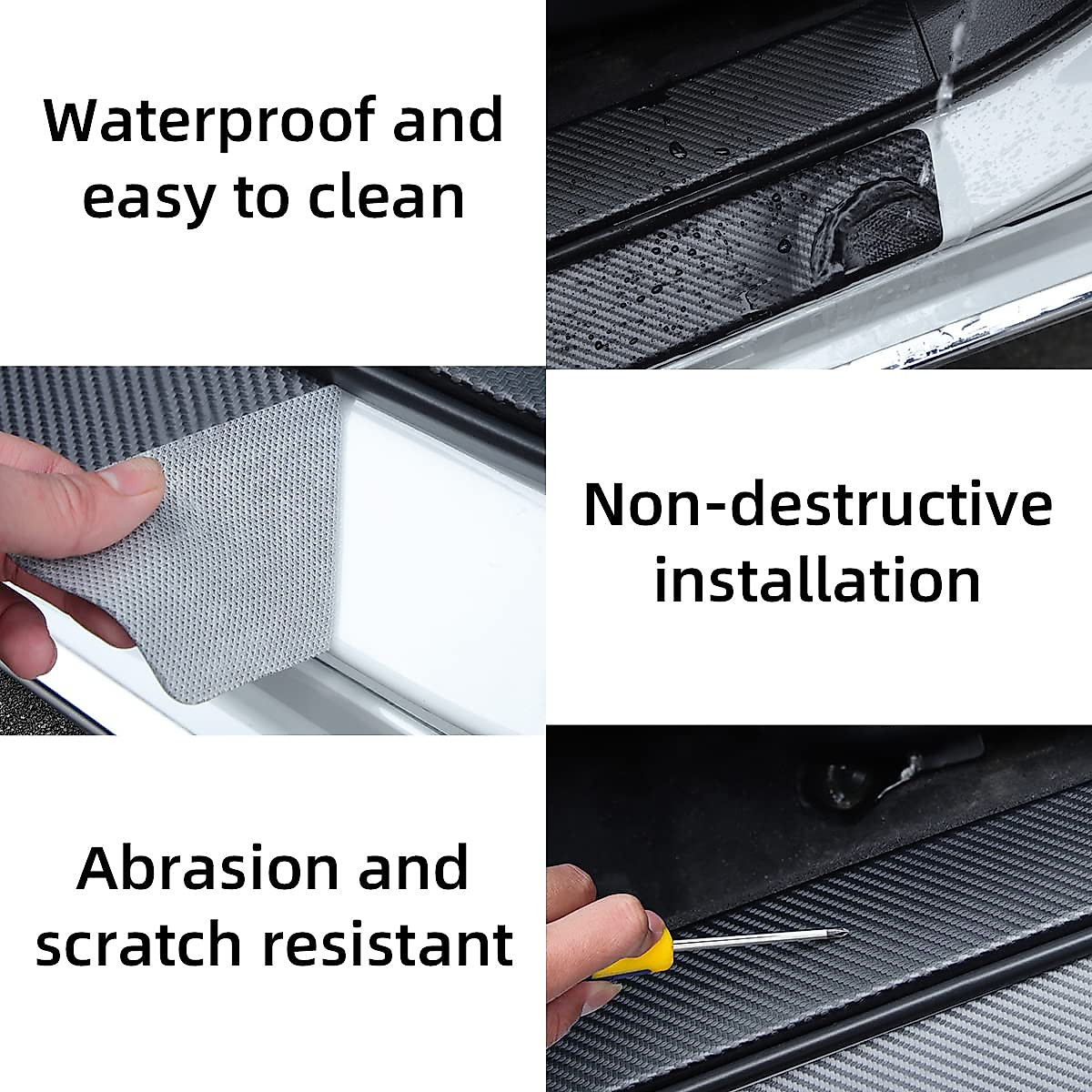 Ziciner Car Rear Bumper Protector Guard, Anti-Scratch Carbon Fiber Trunk Door Sill Protection Strip Sticker, Universal Vehicle Trim Cover Accessories for Car, Truck, SUV, Van (41×3.75 in, Black)