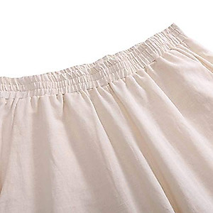 Amazhiyu Womens Linen Capri Pants with Pockets Full Elastic Waistband Casual Pants (Linen, Large)