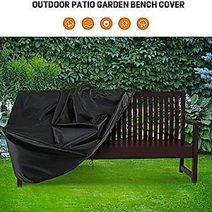 Aipwerer Patio Furniture Covers Black Garden Patio Sofa,Loveseat Bench Cover Heavy Duty Waterproof Table,Wind-Proof,With Anti-Ultraviolet Silver Coating Outdoor Furniture Set Covers (74.8in*26in*35in)