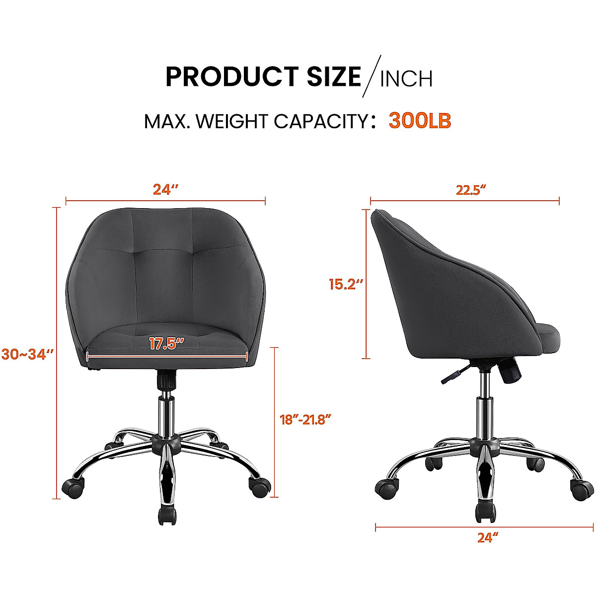 Yaheetech Office Chair Height Adjustable Mid Back Chair Swivel Large Seat Chairs Desk Chair Computer Chair on Wheels with Armrests
