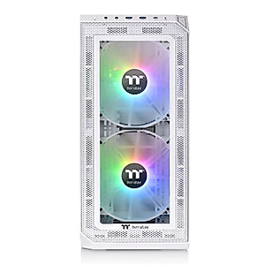 Thermaltake View 300 MX TG ARGB Motherboard Sync E-ATX Mid Tower Computer Case with 2x200mm Front & 1x120mm Rear ARGB Fan, Interchangeable Tempered Glass & Mesh Front Panel, CA-1P6-00M6WN-00, White