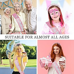 BAHABY It's My Birthday Sash & Headband Set - Pink - Hairband for Party Accessories for Wife, Mom, Sisters, Friends and Family - 2 Piece Set