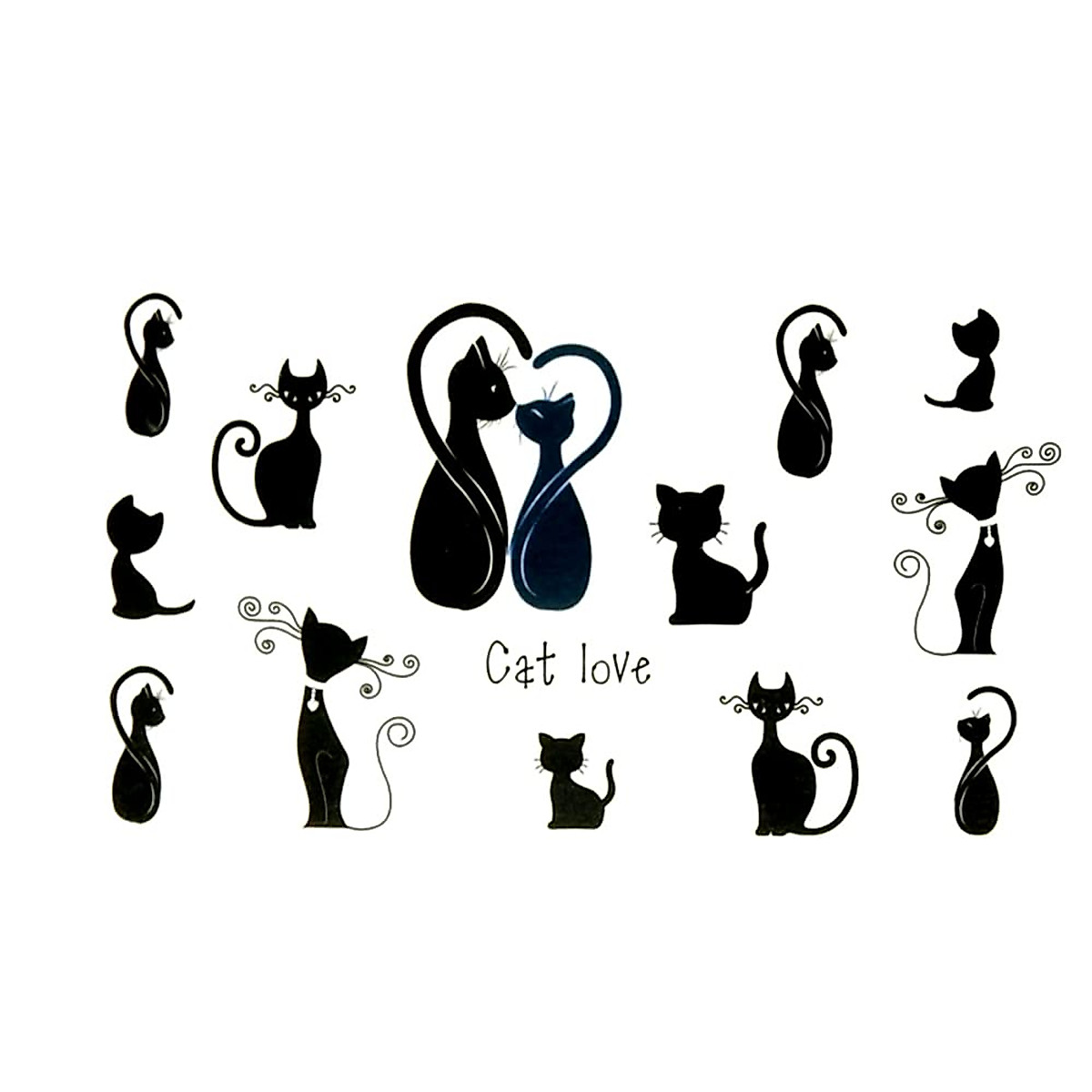 Oottati Small Cute Temporary Tattoo Cats Love Totem (2 Sheets)