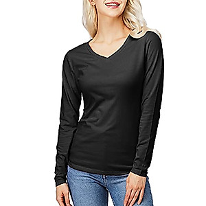 H2H Casual T-Shirts for Women - V Neck Long Sleeve Black US M/Asia M (CWTTL0250)