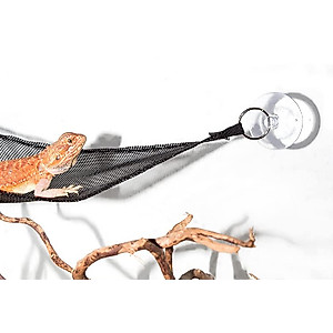 Magnoloran 4 Pack Bearded Dragon Lizard Hammock Reptile Swing Hanging Bed Lounger Breathable Mesh Hammock Habitat with Suction Cup Suitable for Iguanas, Anoles, Geckos, Snakes, Chameleon