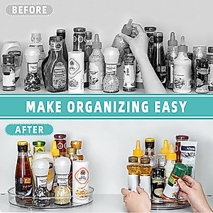 JelKen Lazy Susan Turntable Cupboard Organizer, 2 Pack Rotating Spice Racks for Kitchen, Cabinet, Pantry, Refrigerator (9"x1.38")