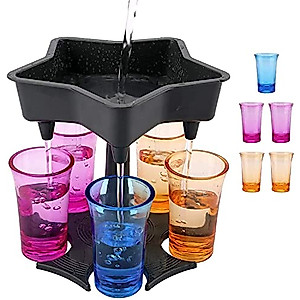 WeePro Shot Glass Dispenser and Holder Dispenser with Cups, 5 Shot Buddy Dispenser for Liquid/Drinks/Beverages Great for Parties, Bars, and Hosting, Perfect for Thanksgiving, Christmas, New Year