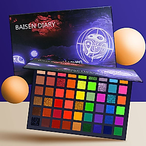 BAISEN DIARY 54 Colorful Eyeshadow Palette, Neon Shimmer Matte Glitter Eye Shadow Natural Naked Colors Makeup Eyeshadow Waterproof Long Lasting Highly Pigmented Gift Set Make Up Palletes
