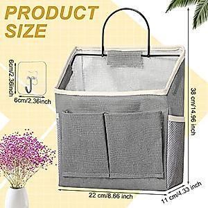 6 Pack Wall Hanging Storage Bag Bulk, Wall Hanging Organizer with Pockets, Linen Cotton Wall Pouch Basket with Sticky Hooks for Over The Door Closet Bathroom Bedroom Kitchen Dorm Room (Gray)