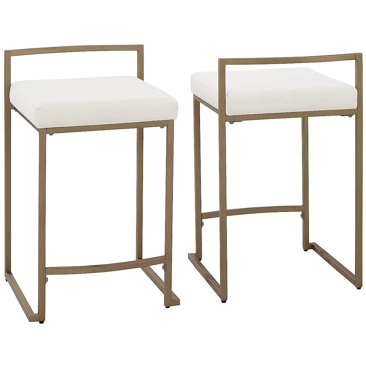 Crosley Furniture Harlowe Upholstered Seat Counter Height Bar Stools Set of 2, Kitchen and Dining, Crème and Gold