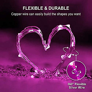 JMEXSUSS 4 Pack 50 LED Fairy Lights Battery Operated 16.1ft Pink Fairy Lights Indoor Outdoor Waterproof for Gifts Weeding Birthday Christmas Decorations