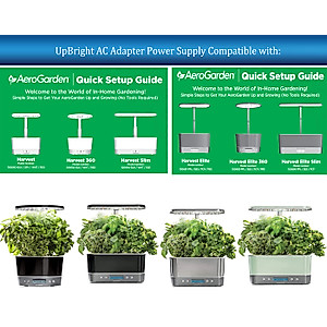UpBright 12V AC/DC Adapter Compatible with AeroGarden Harvest Elite Slim 360 100690-BLK 100691 100692-BLK 100693-PPL 100694-BLK 100695-PPL Indoor Garden LED Grow Light 12VDC 2.5A 6WWPC01 Power Supply