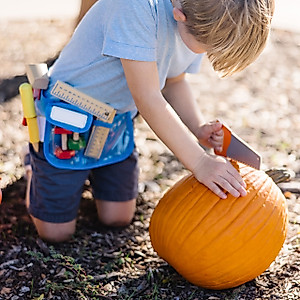 Melissa & Doug Deluxe Tool Belt Set - 5 Wooden Tools, 8 Building Pieces, Adjustable Belt